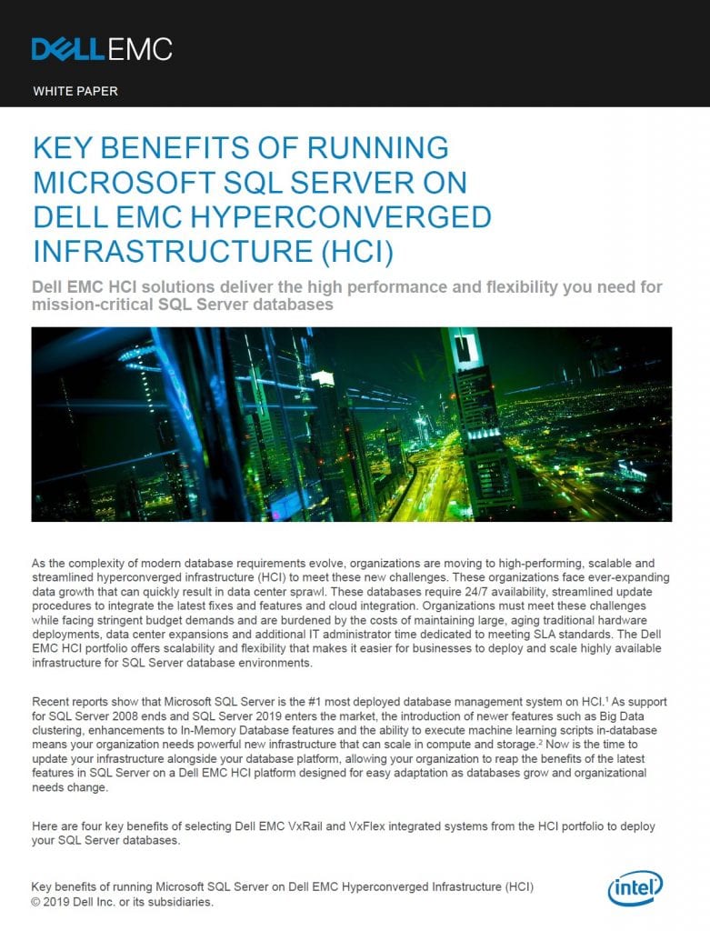 Key Benefits of Running Microsoft SQL Server on Dell EMC Hyperconverged ...