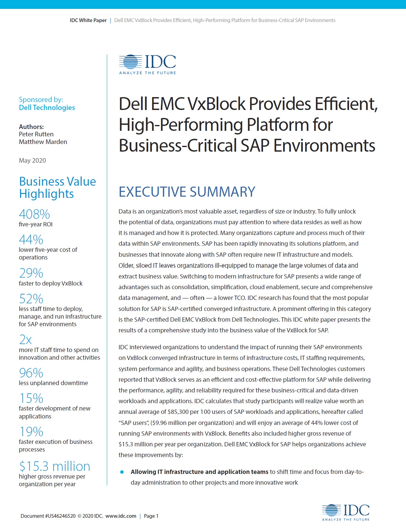 Dell EMC VxBlock Provides Efficient, High-Performing Platform for ...