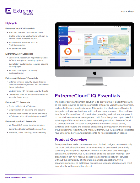 ExtremeCloud™ IQ Essentials – Launched Tech News